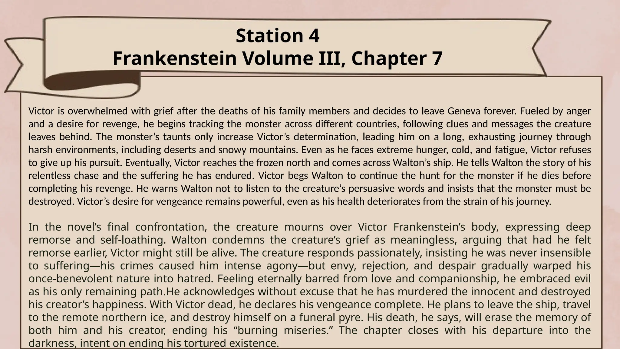 Chapter Summaries and Underlying Themes in Frankenstein.pptx