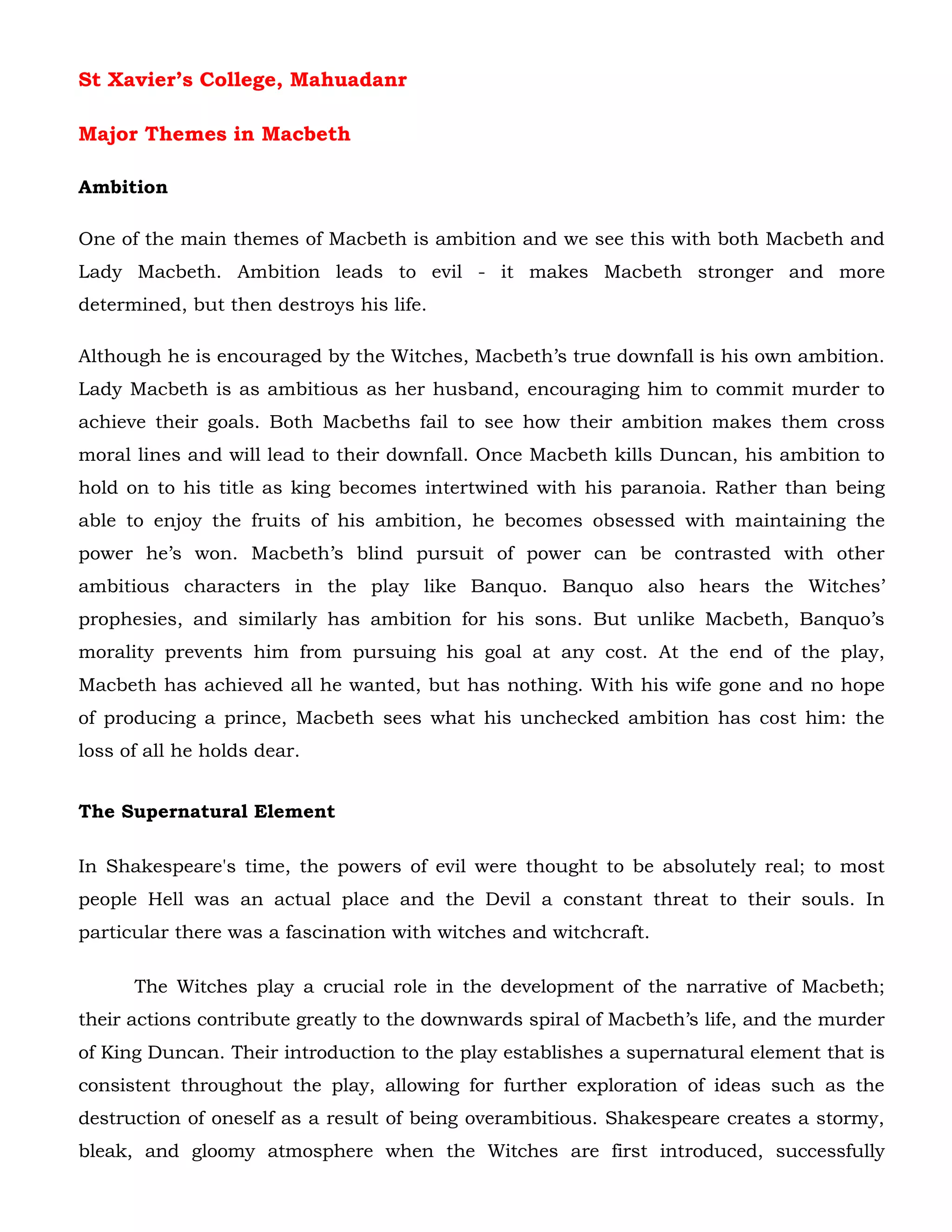 Themes in macbeth | PDF