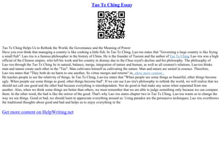 Themes In Tao Te Ching | PDF
