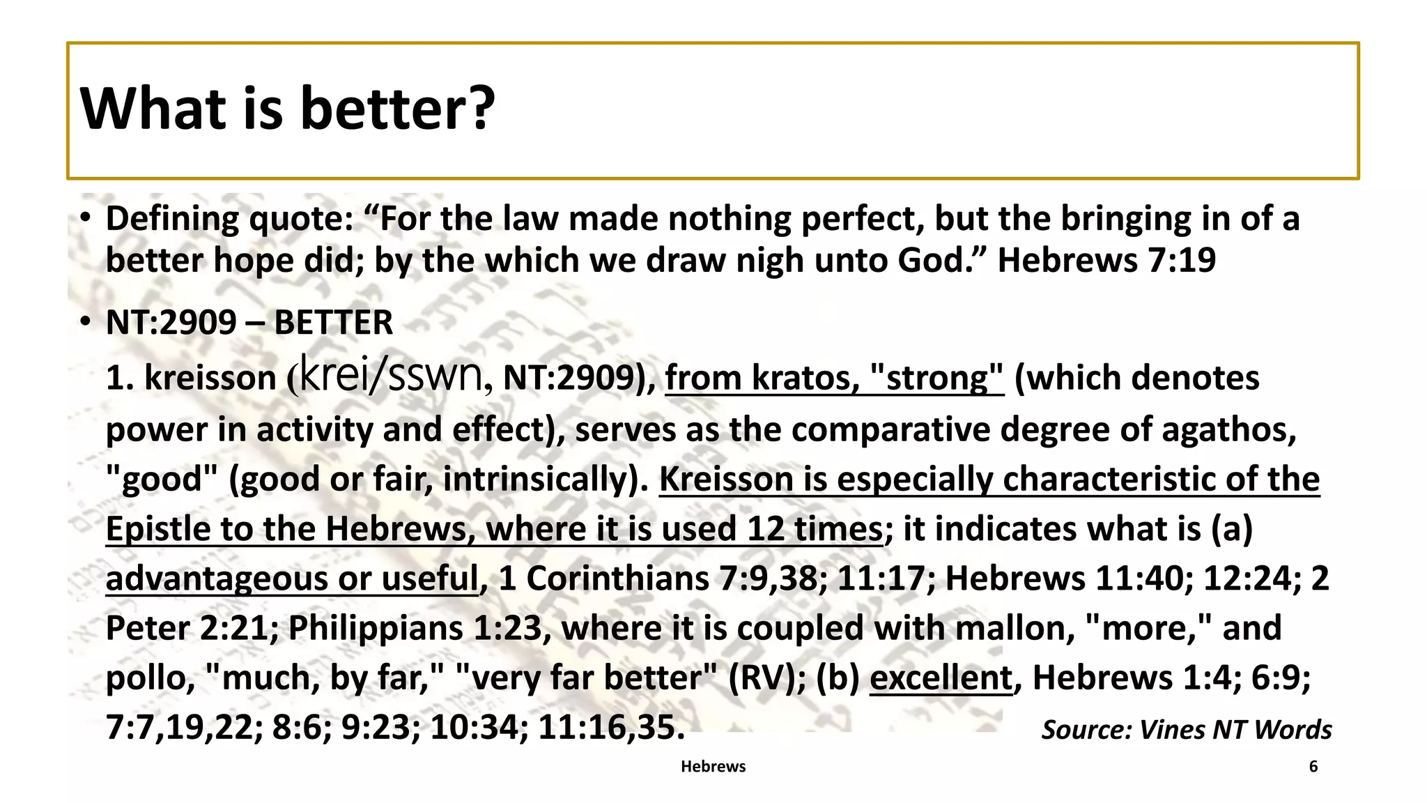 Themes in the hebrews better | PPTX | Christianity | Religion ...