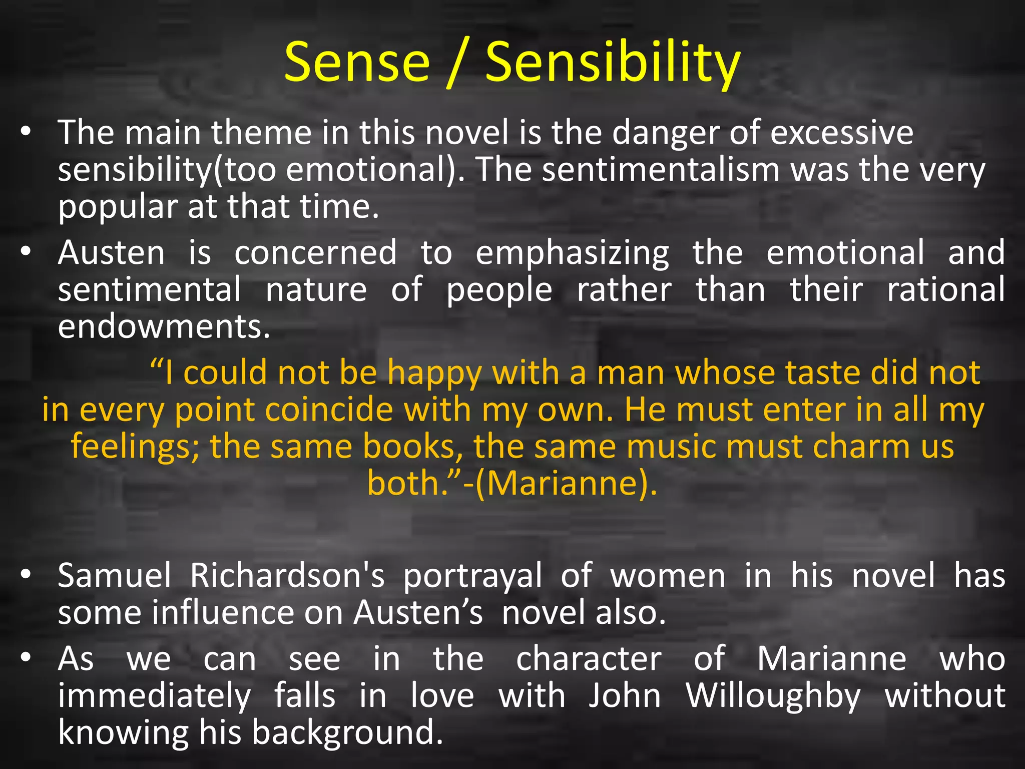 Themes in the sense and sensibility | PPTX