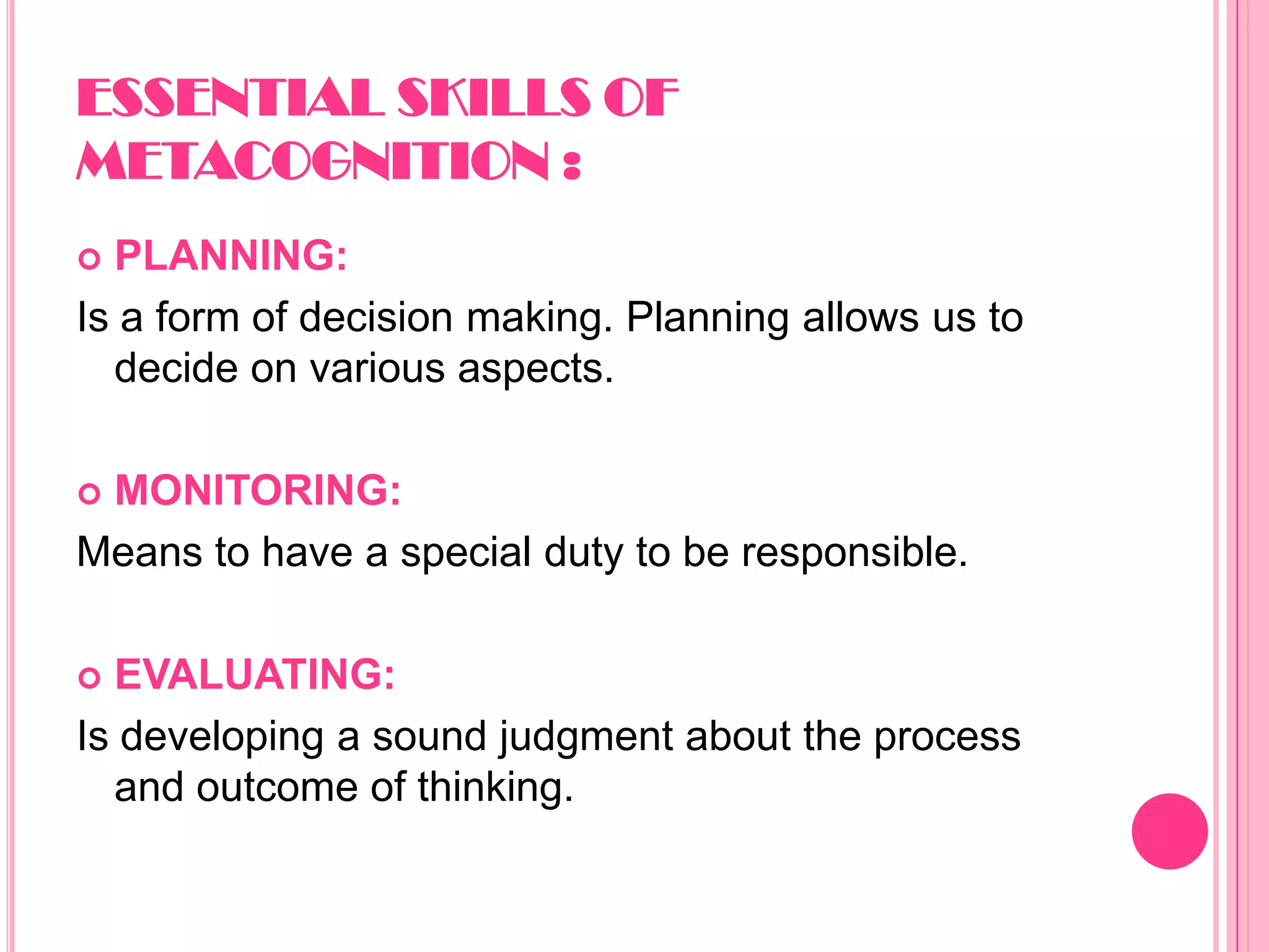 The metacognitive process | PPTX