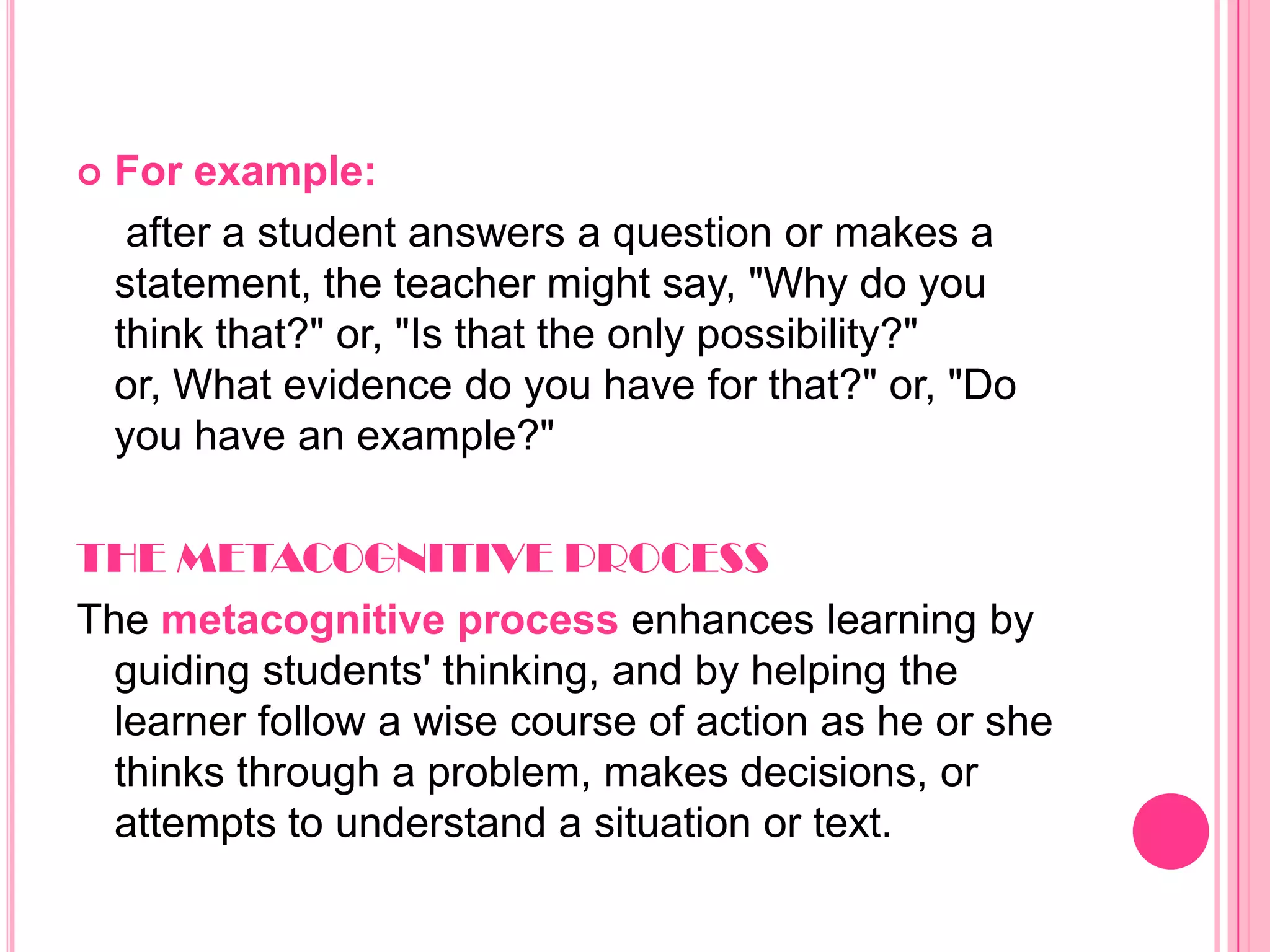 The metacognitive process | PPTX