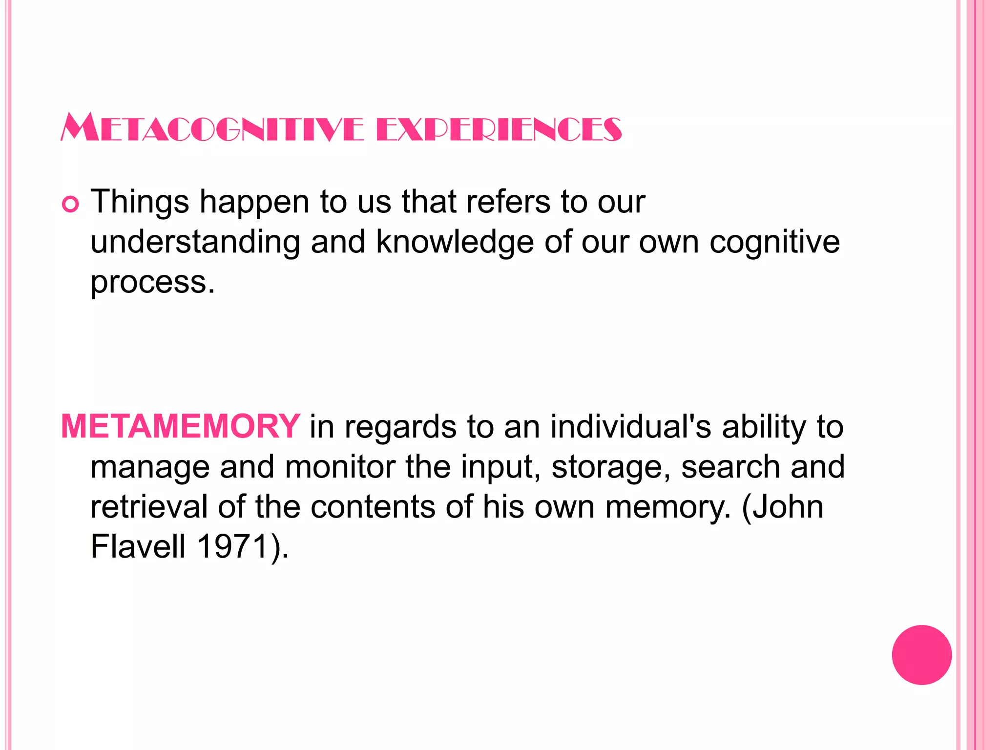 The metacognitive process | PPTX