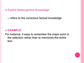 The metacognitive process | PPTX