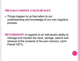The metacognitive process | PPTX