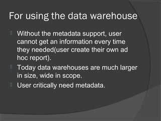 Metadata in data warehouse | PPT