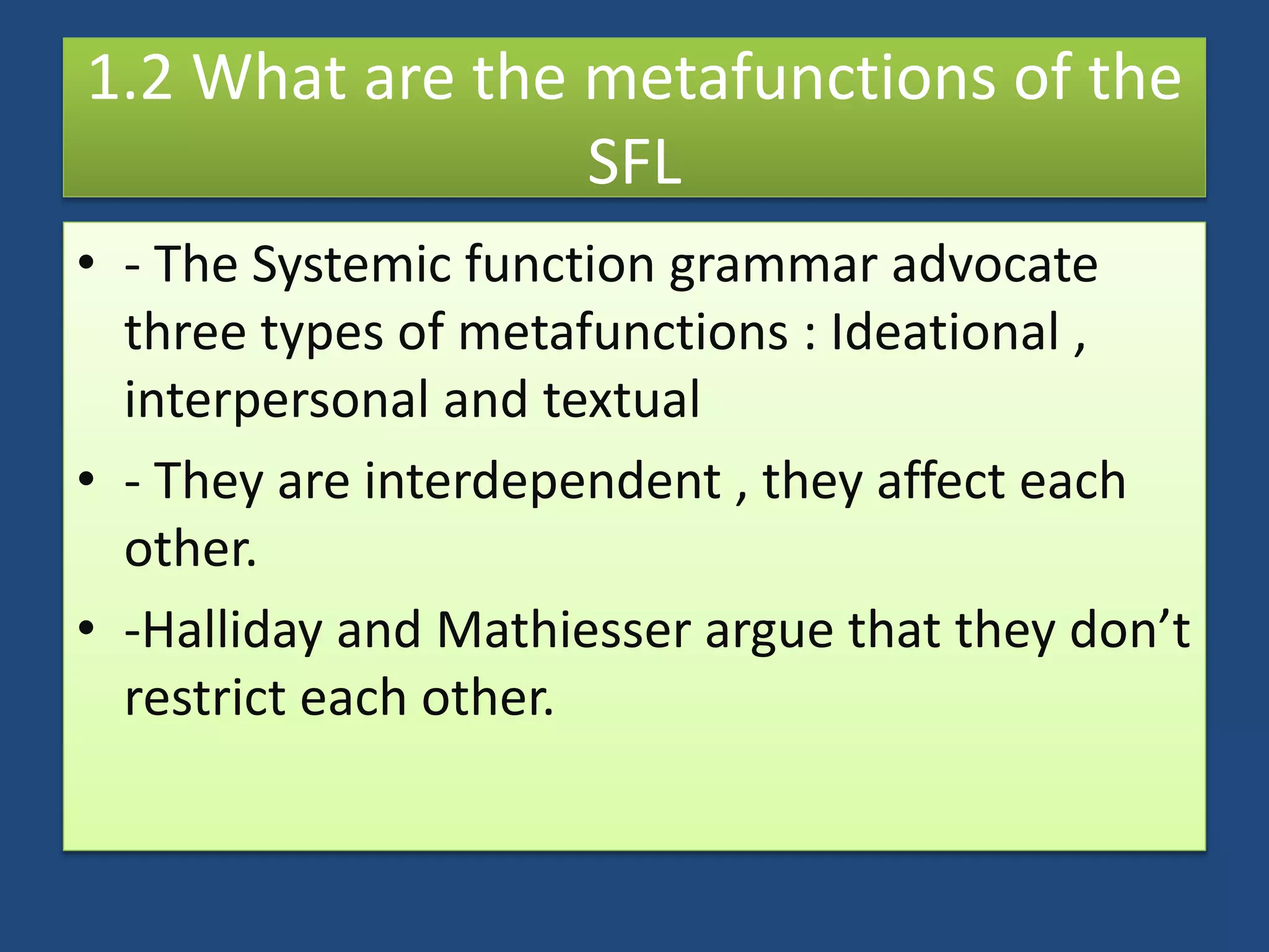 The metafunctions of sfl | PPTX