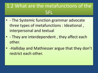 The metafunctions of sfl | PPTX