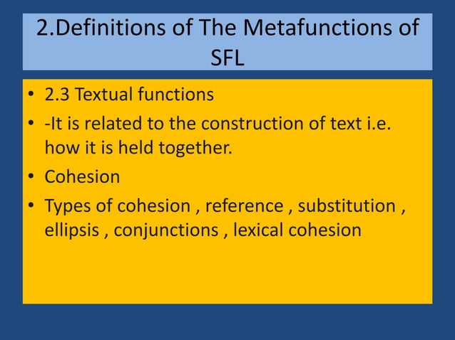 The metafunctions of sfl | PPTX