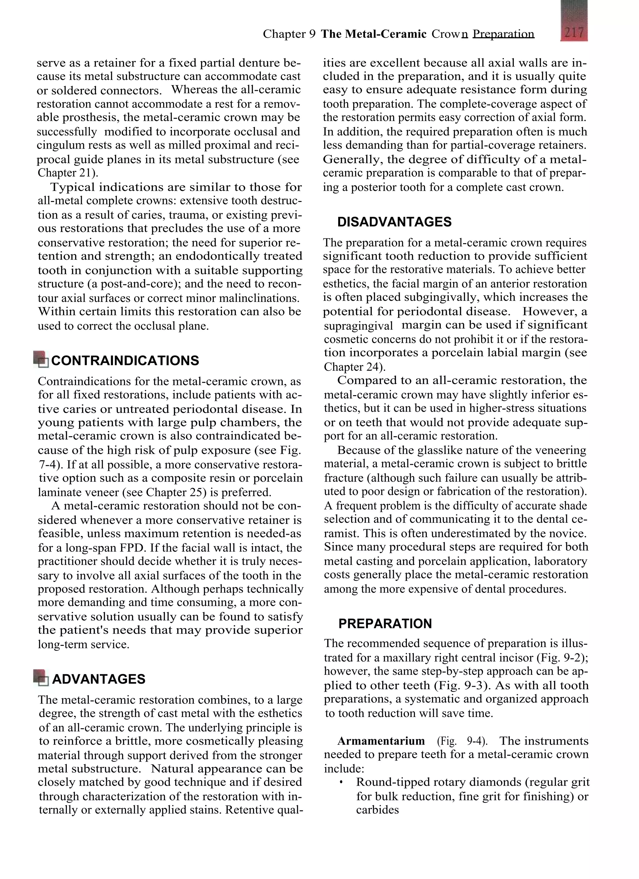 The metal ceramic crown preparation | PDF