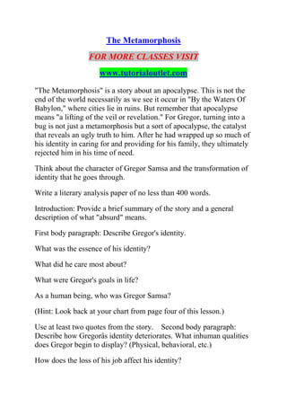 THE METAMORPHOSIS / TUTORIALOUTLET DOT COM | PDF