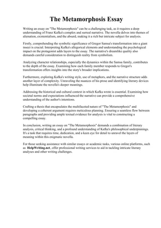 The Metamorphosis Essay | PDF