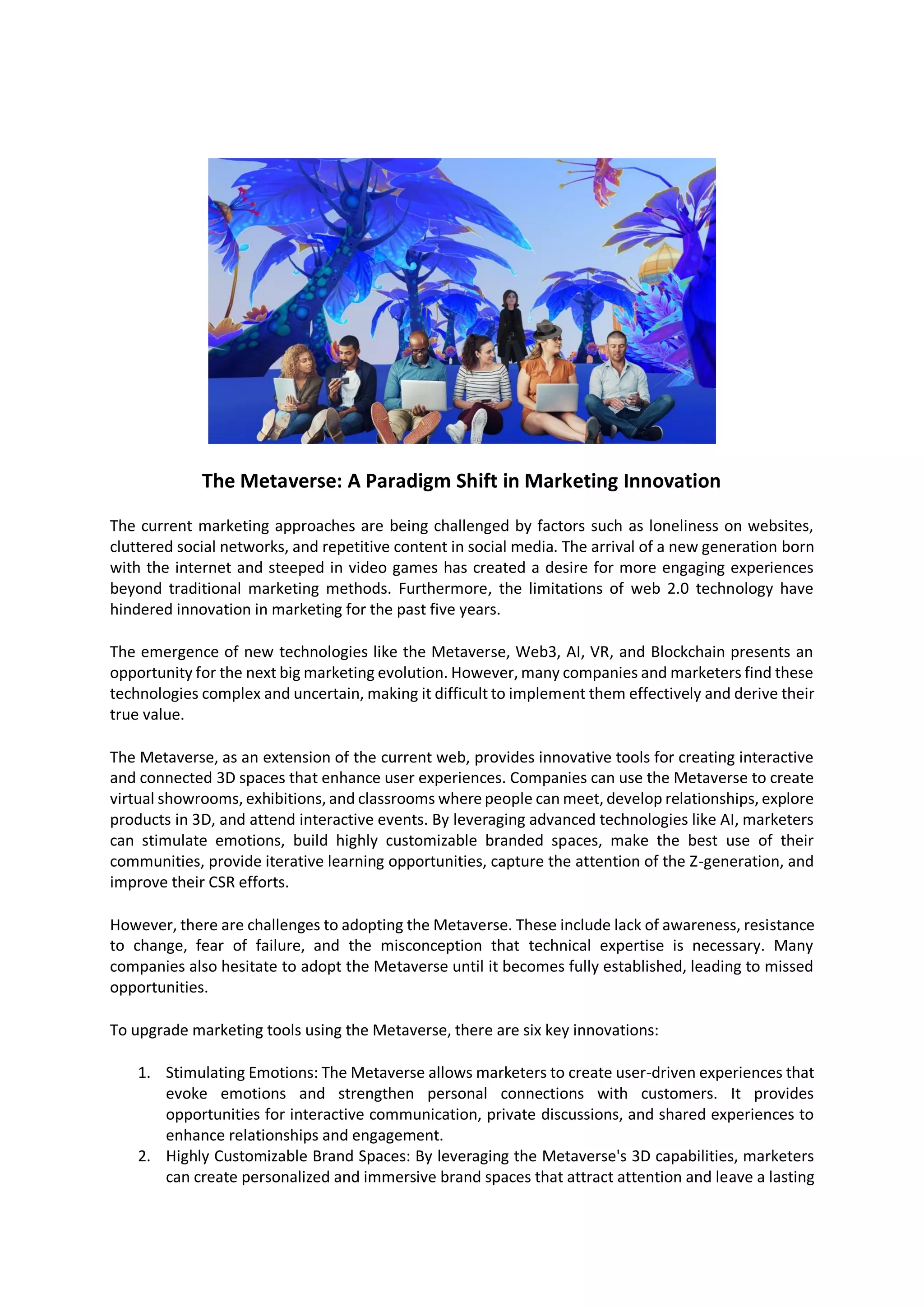 The Metaverse: A Paradigm Shift in Marketing Innovation | PDF