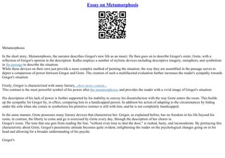 The Metemorphosis Essay | PPT