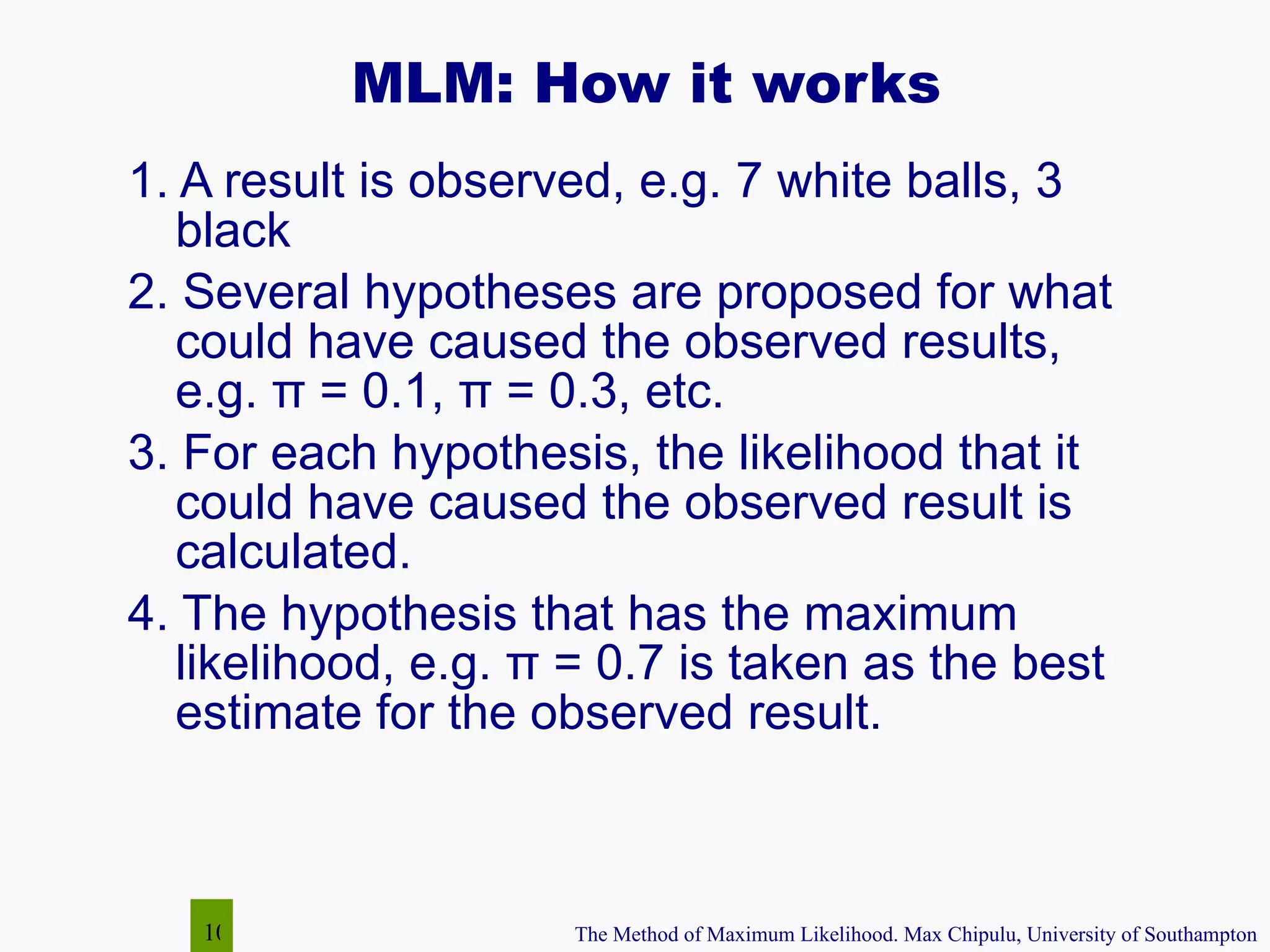 The Method Of Maximum Likelihood | PPT