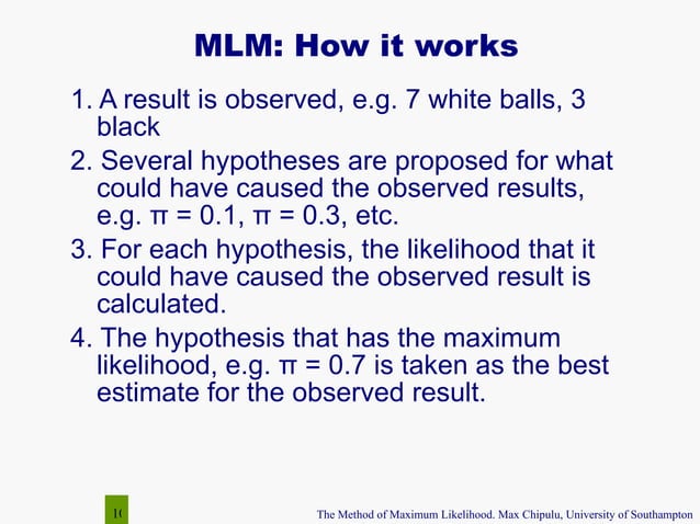 The Method Of Maximum Likelihood | PPT
