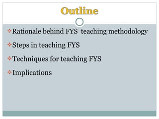 The Methodology of First Year Seminars | PPT