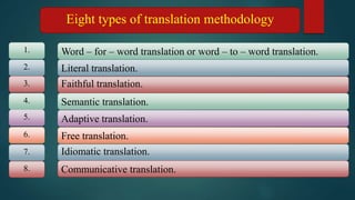 The methodology of translation with special reference to sanskrit to ...
