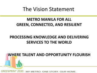 The metro manila green print vision 2030 (dec 2012) | PPTX