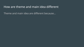 Theme vs. Main Idea Notes for High School | PPTX