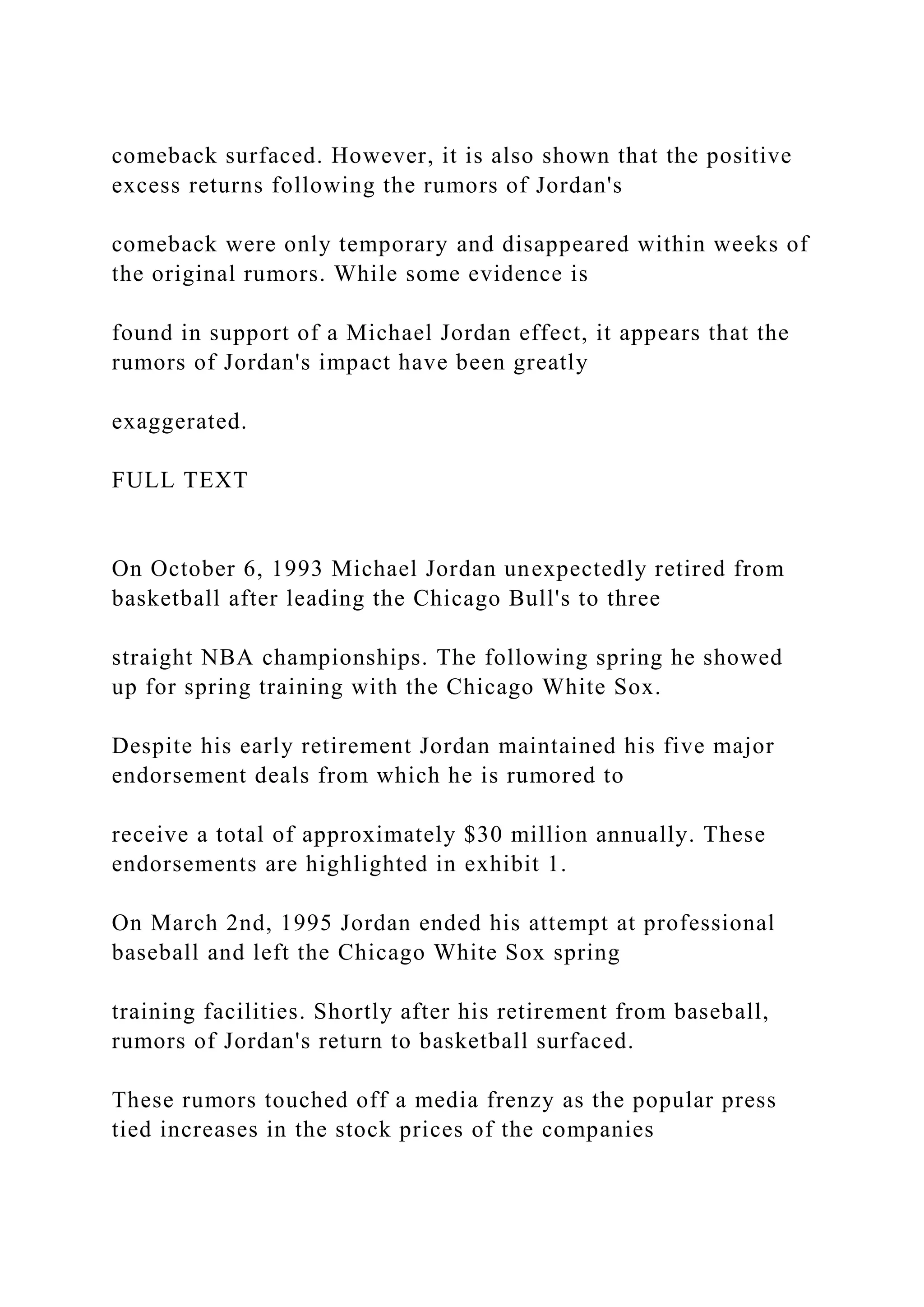 The Michael Jordan effect Crawford, Anthony J; Niendorf, .docx