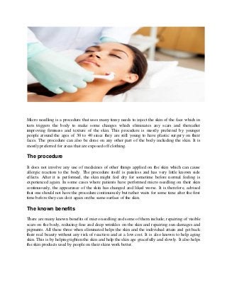 The Micro needling Procedure