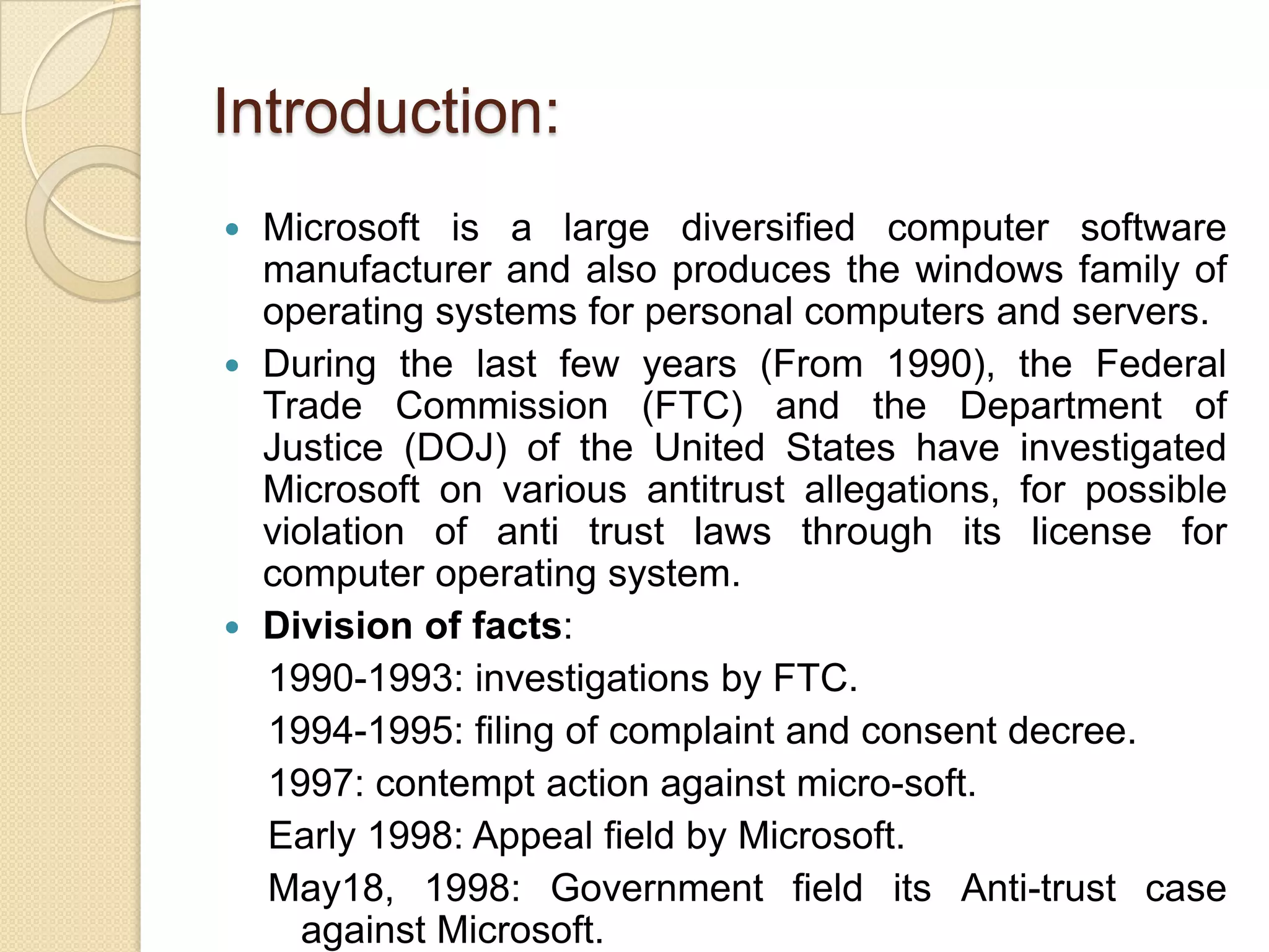 The microsoft anti trust case | PPTX