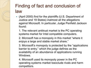 The microsoft anti trust case | PPTX