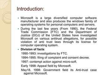 The microsoft anti trust case | PPTX