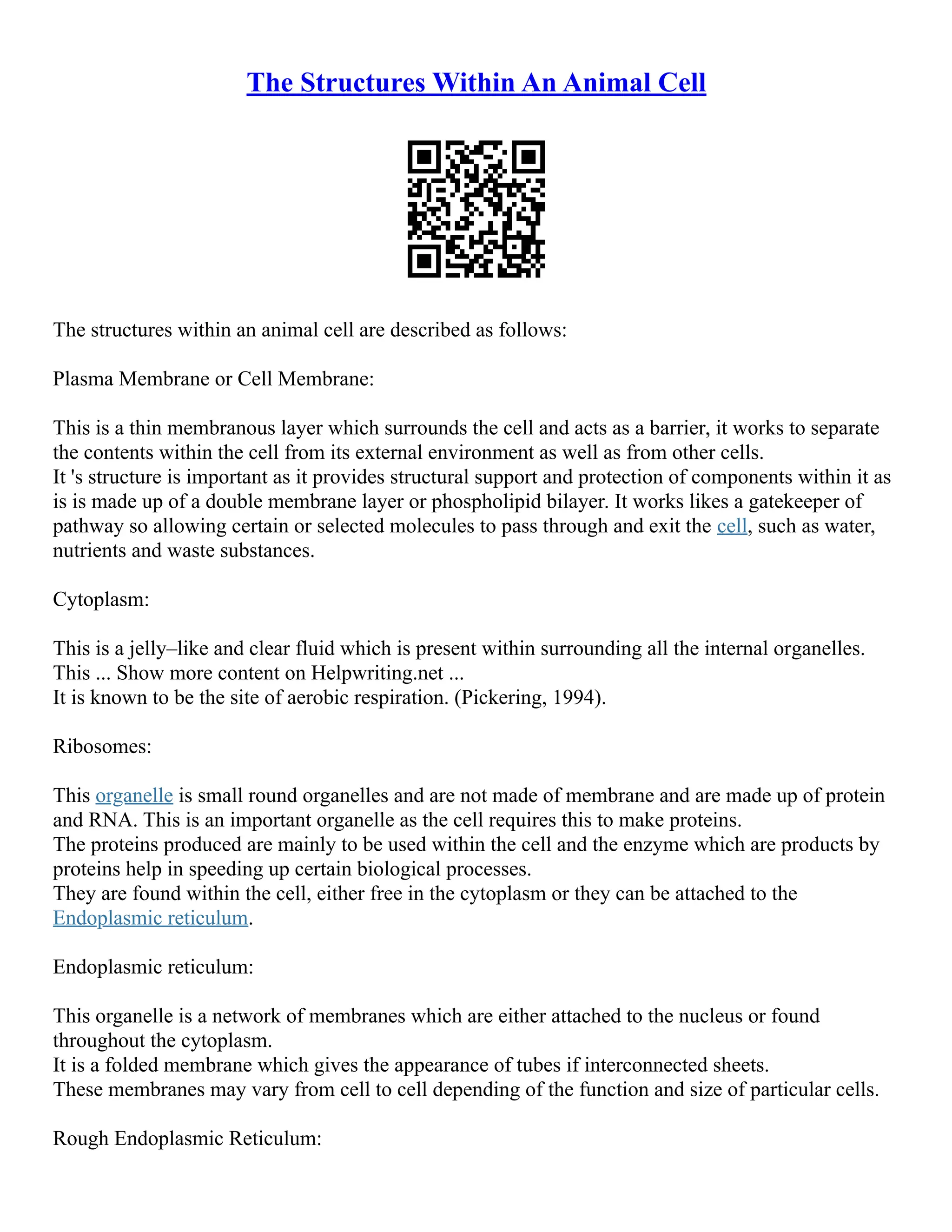The Microstructure Of A Typical Animal Cell Essay | PDF | Biological ...