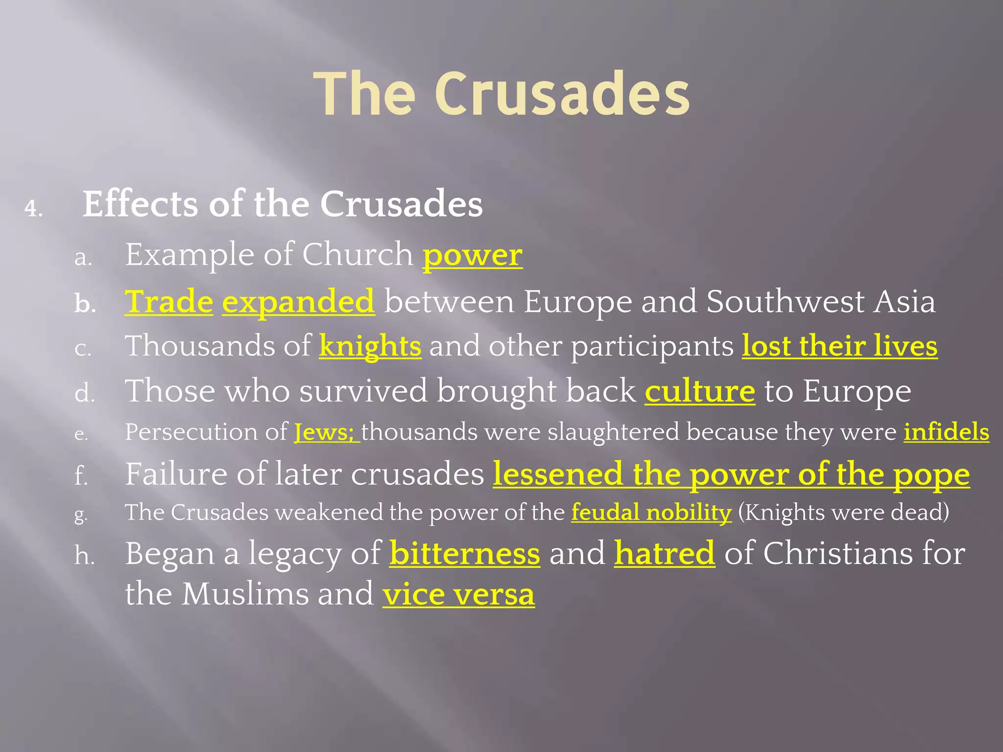 The middle ages outcome the crusades | PPT
