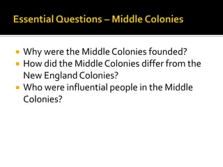 The Middle Colonies | PPT