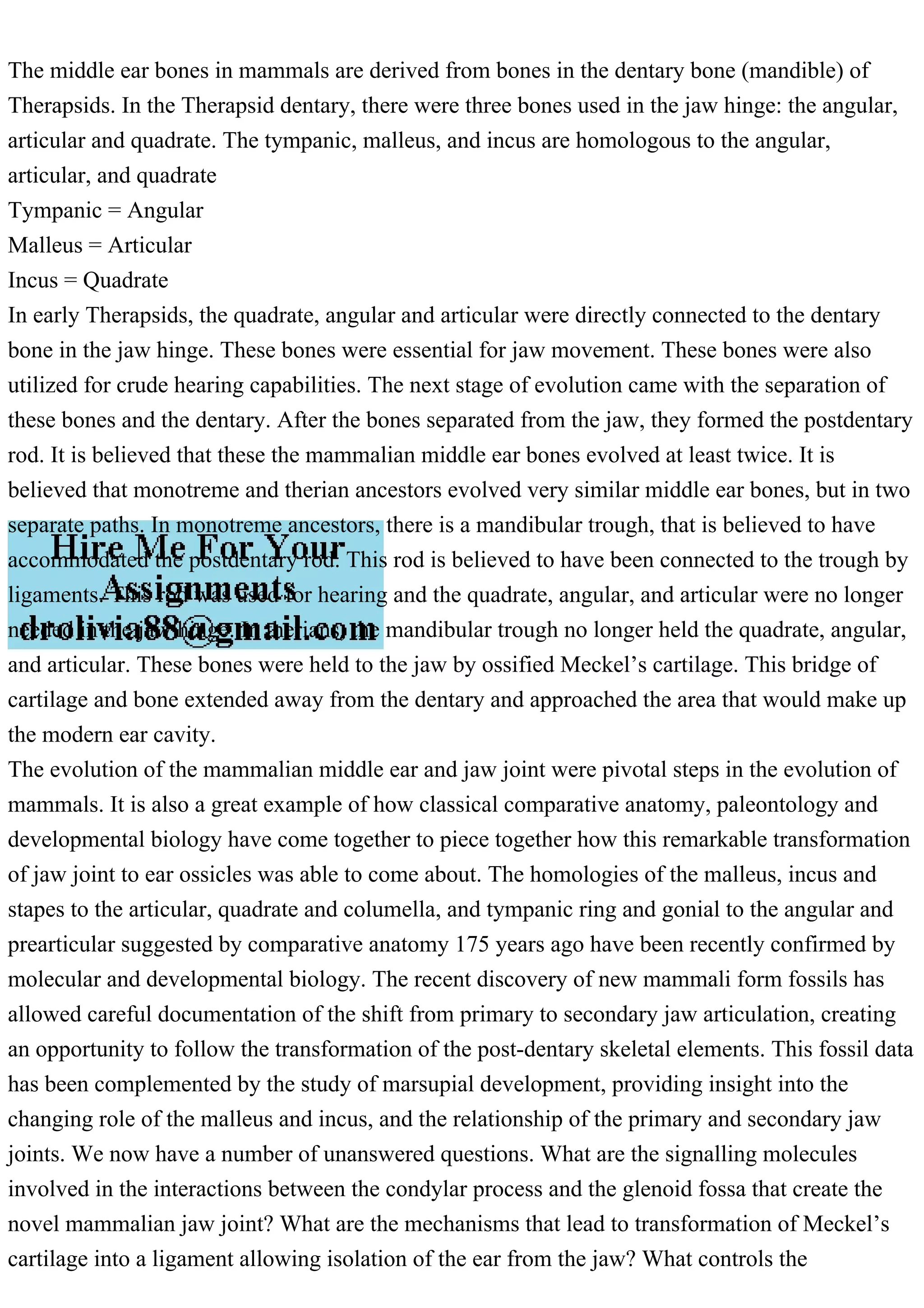 The middle ear bones in mammals are derived from bones in the dentar.pdf