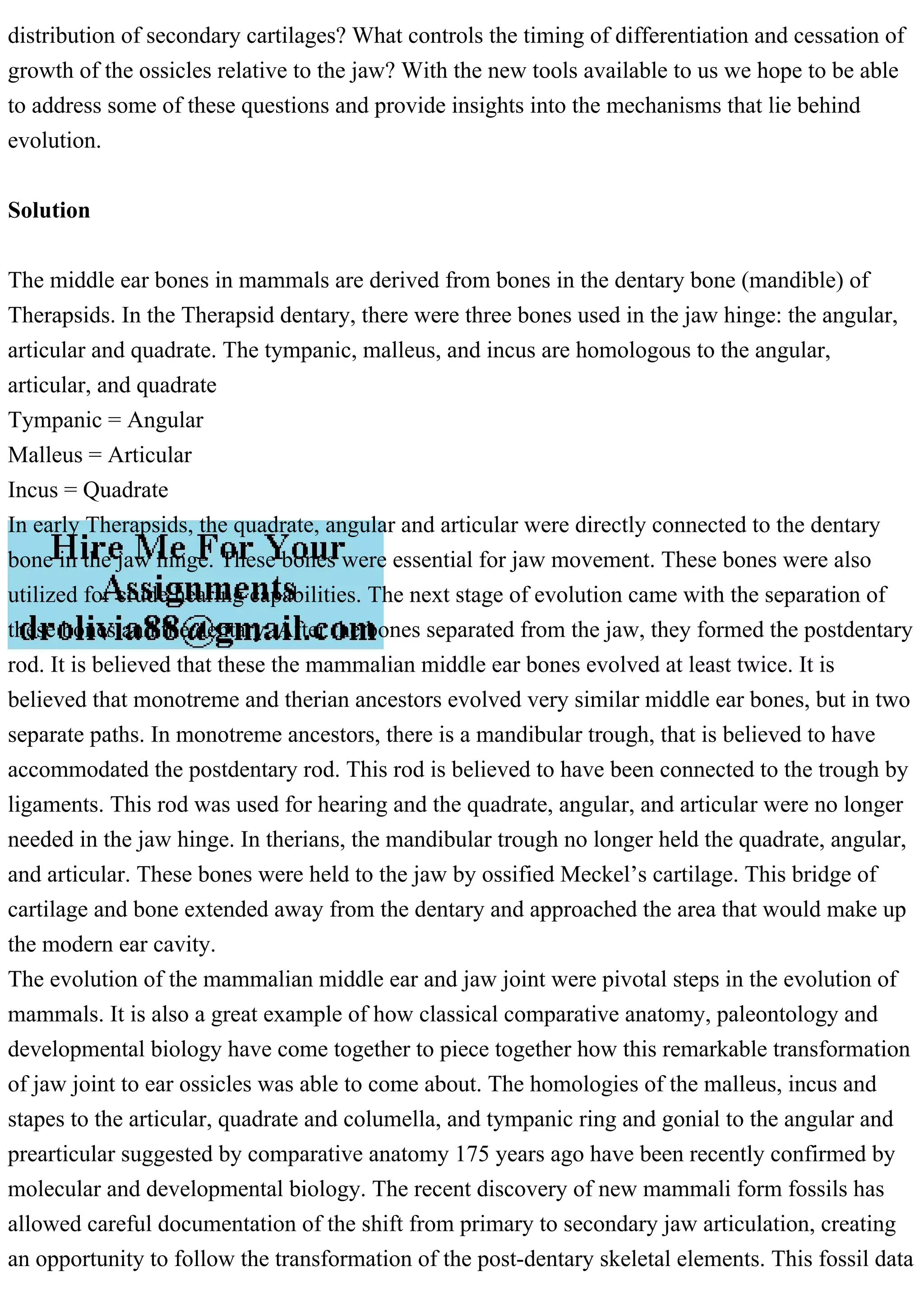 The middle ear bones in mammals are derived from bones in the dentar.pdf