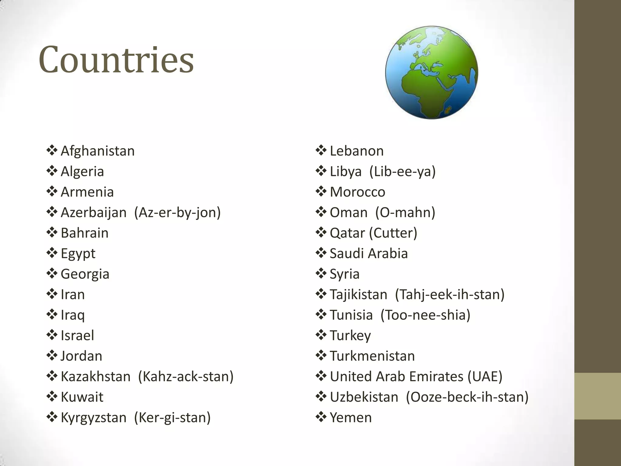 The middle east just the facts | PPTX