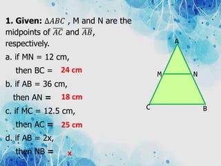THE MIDLINE THEOREM-.pptx GRADE 9 MATHEMATICS THIRD QUARTER | PPTX