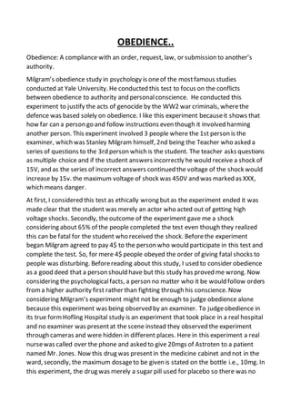 The milgram shock experiment | DOCX