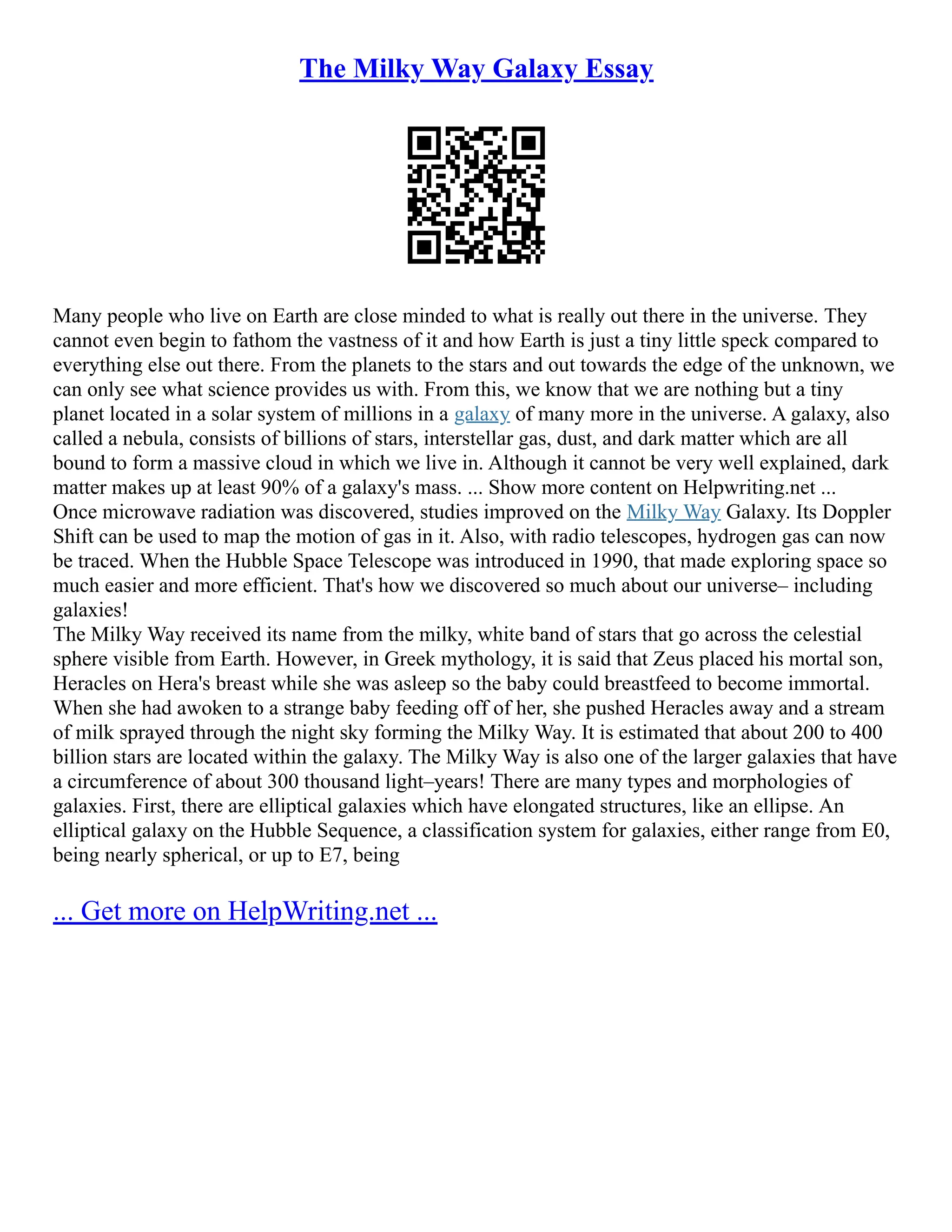 The Milky Way Galaxy Essay | PDF