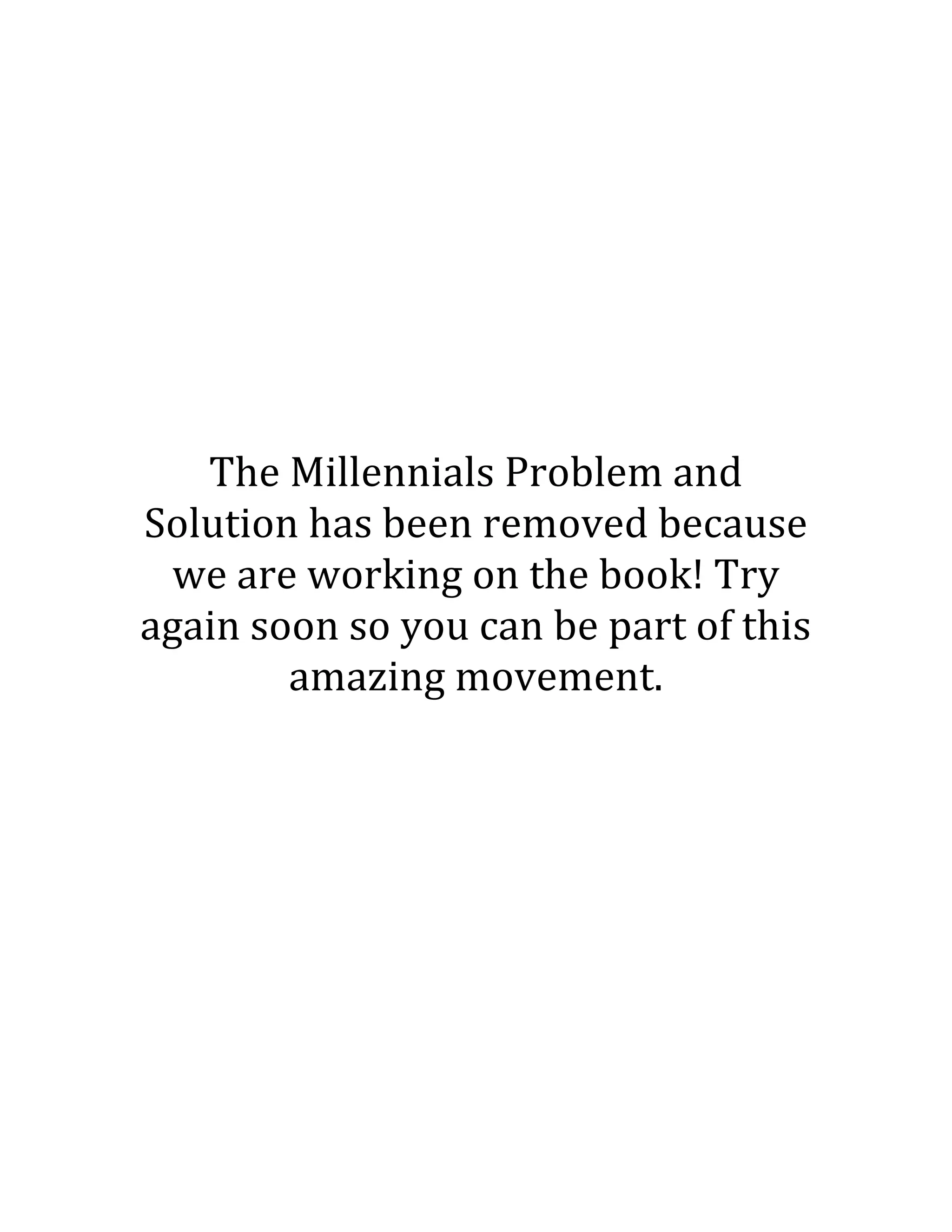 The millennial problem and solution | PDF