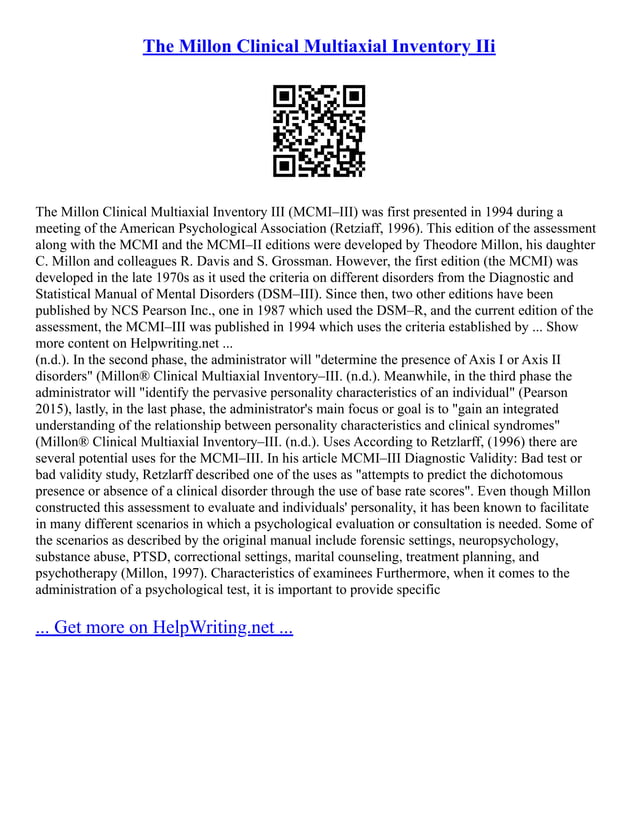 The Millon Clinical Multiaxial Inventory IIi | PDF