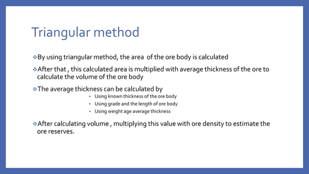 The mineral reserves & reserves estimation using triangular methods | PDF