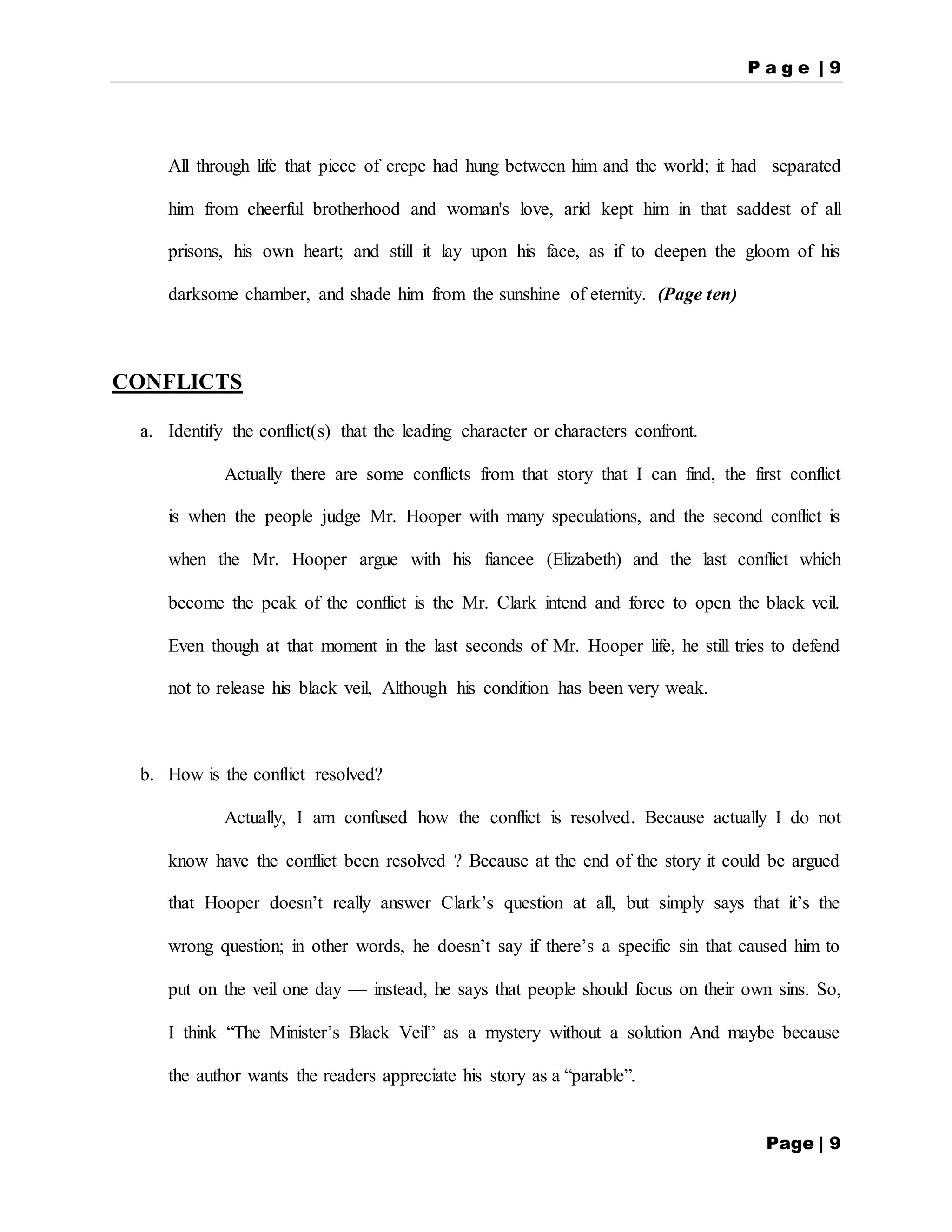 The minister's black veil analysis | DOCX