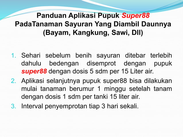 Slideshow Pupuk Super88 | The miracle of super88 | PPTX