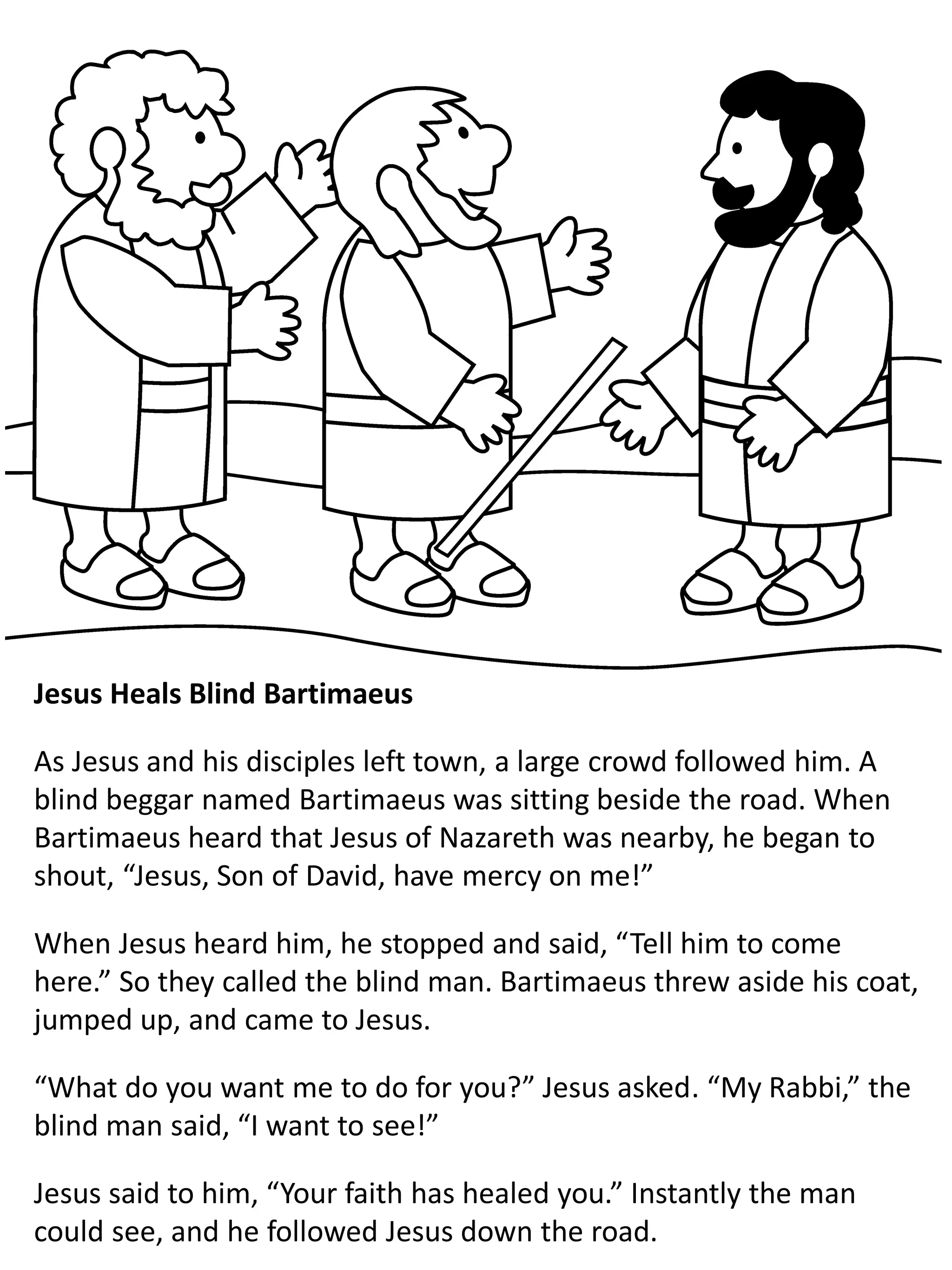 Jesus Heals Bartimaeus Coloring Pages