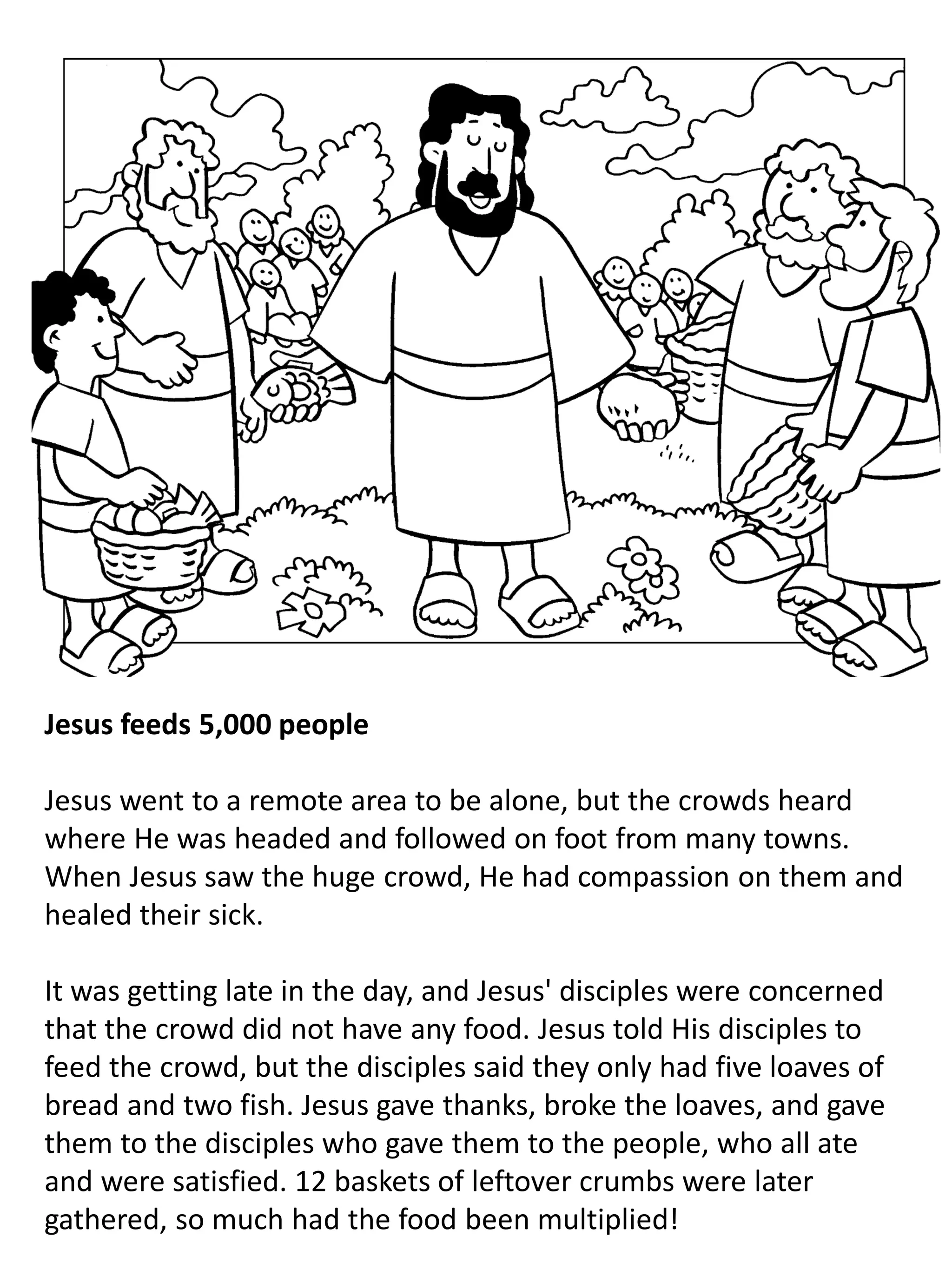 Jesus Feeds 5 Thousand Coloring Pages
