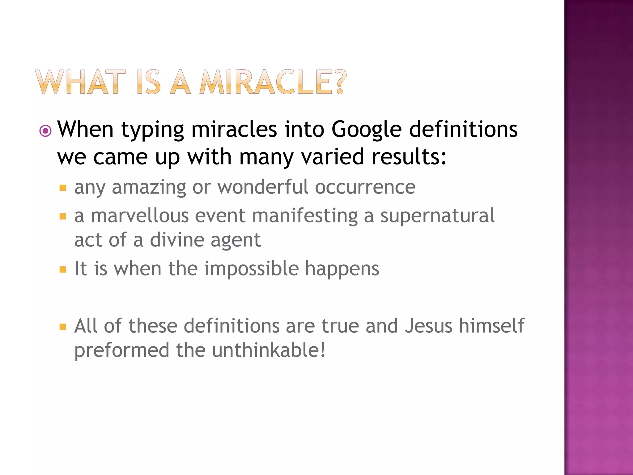 The Miracles Of Jesus Presentation | PPTX