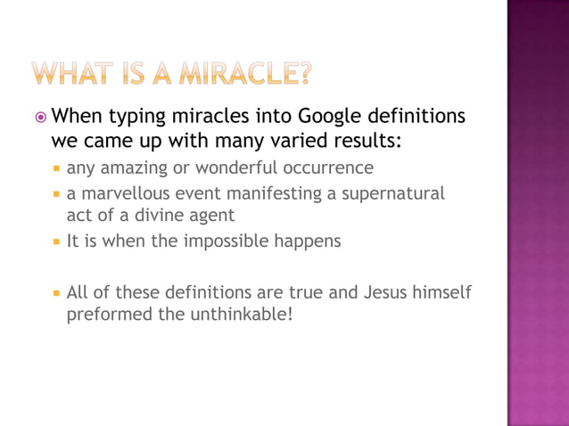 The Miracles Of Jesus Presentation | PPTX | Christianity | Religion & Spirituality