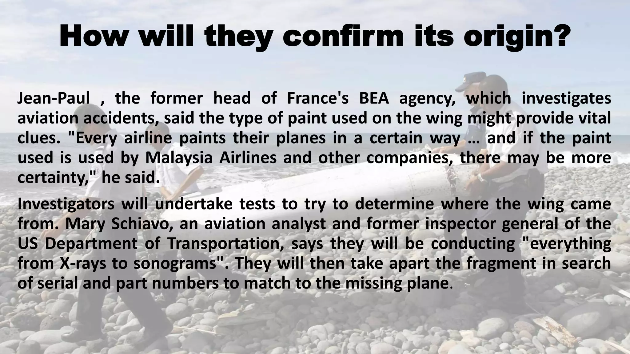 The missing malaysian aircraft mh370 | PPTX