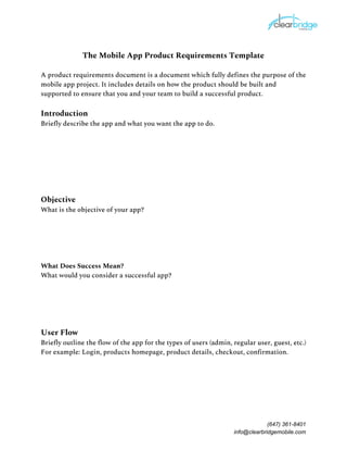 The Mobile App Product Requirements Template | PDF